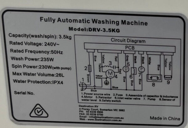 3.5kg Mini Caravan RV Washing Machine 240V | HiTech