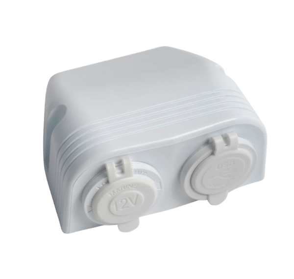 12V Cigarette Power Socket with Dual USB Charging Port - White - HiTech ...